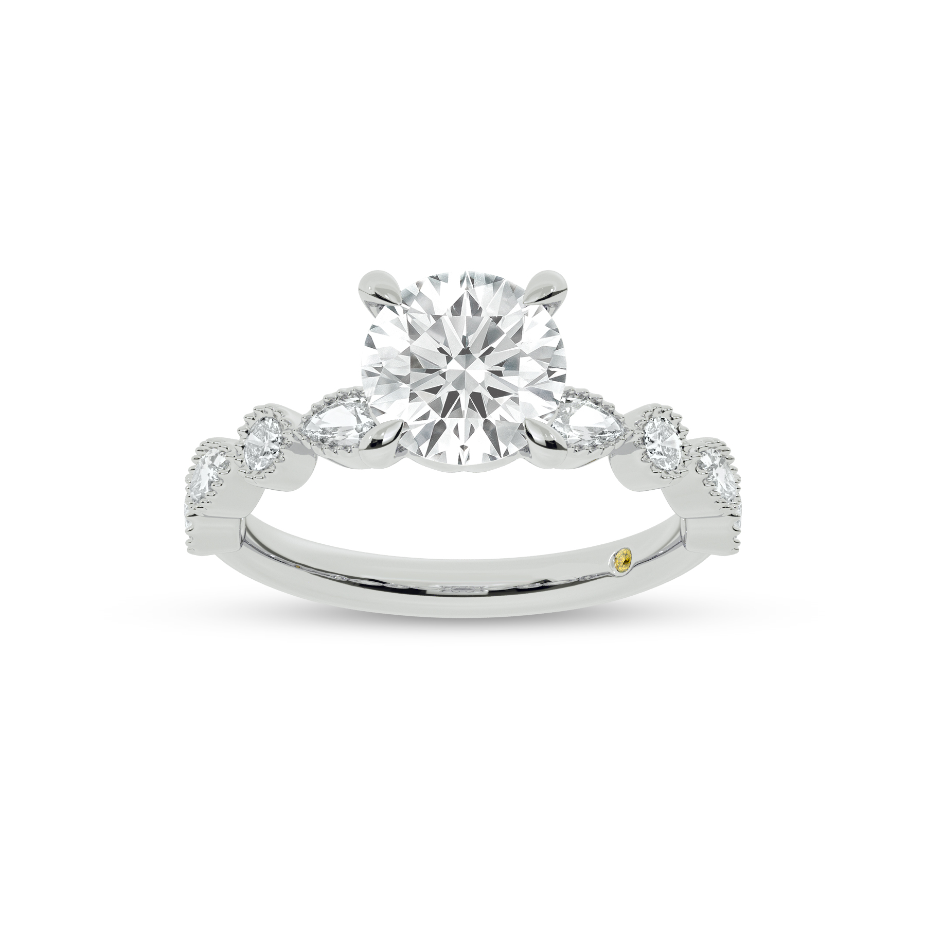Round and Illusion Marquise Shaped Lab Grown Diamond Engagement Ring | La Joya
